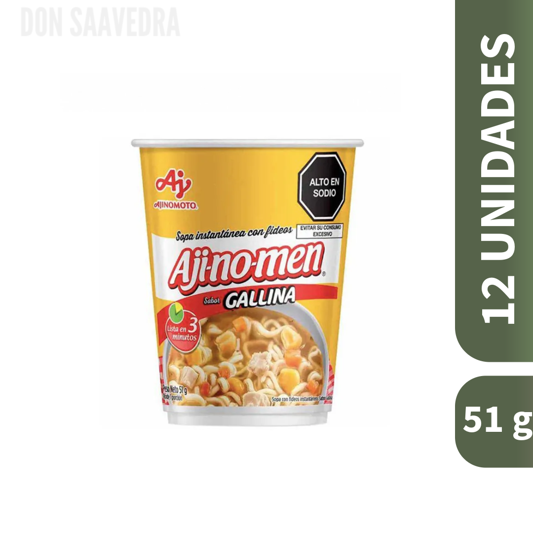AJINOMEN VASO SABOR GALLINA 51GR X 12UNID - Grupo Comercial Shark